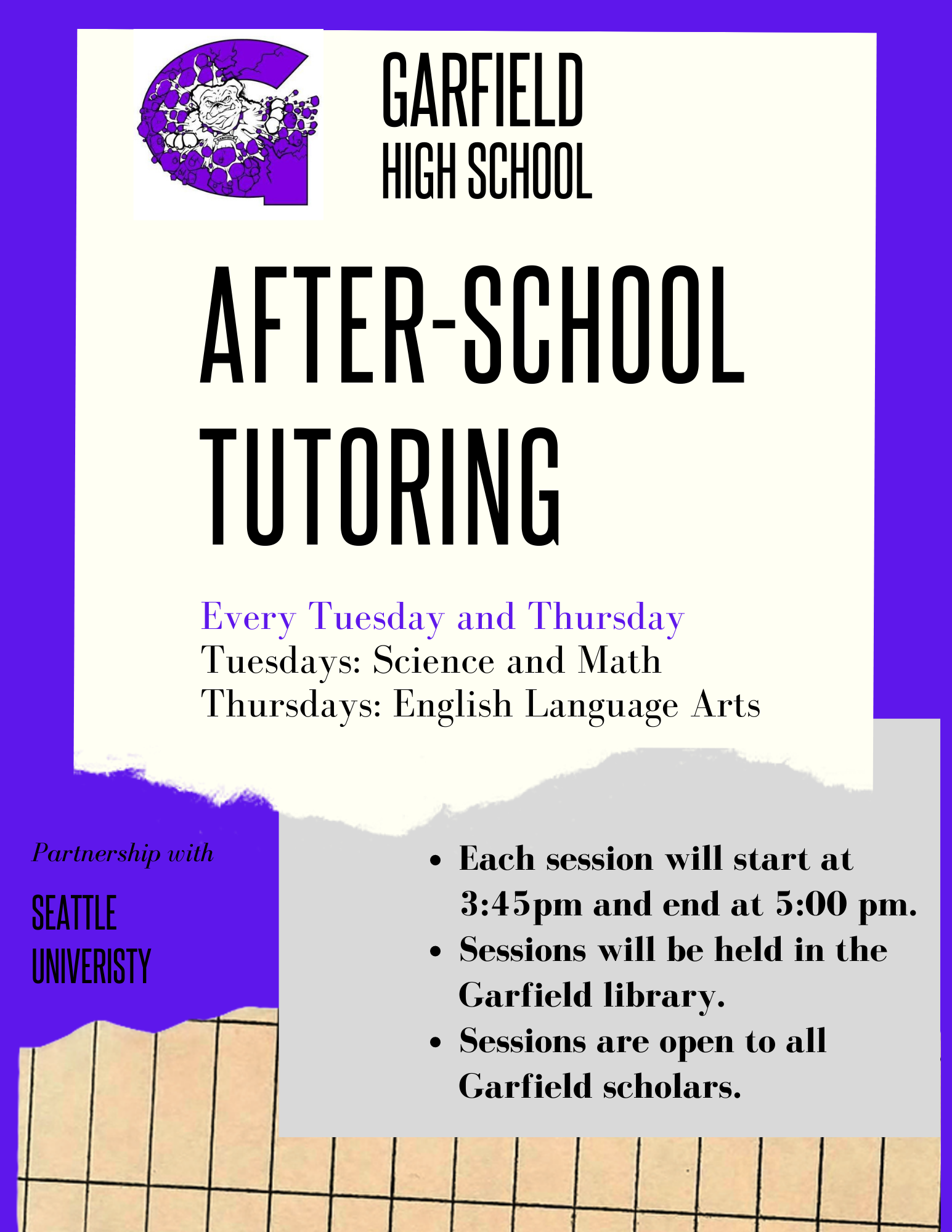 Garfield After-School Tutoring - Garfield High School PTSA